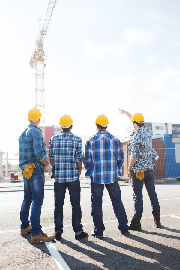 Group of Builders and Architects at Building Site Stock Image - Image ...
