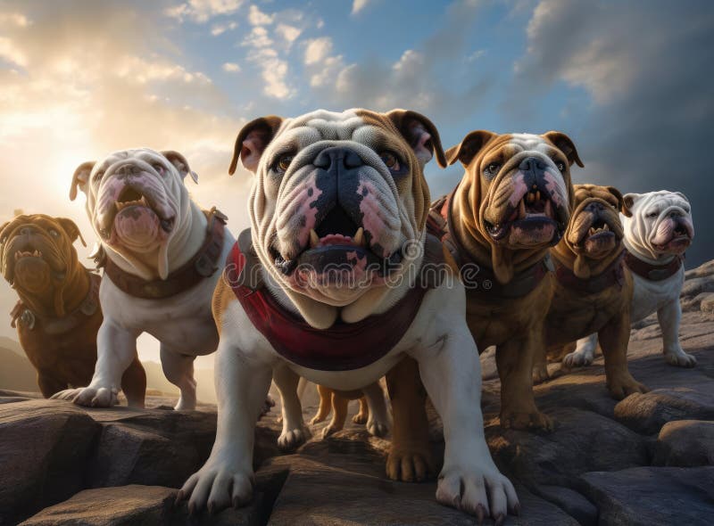 A group of bulldogs stock image. Image of breed, strong - 290953687