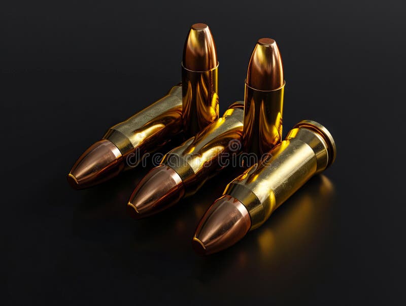 A Group of Bullets on a Black Surface Stock Illustration - Illustration ...