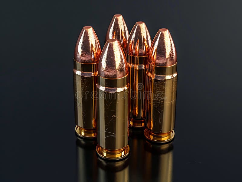 A Group of Bullets Sitting on Top of a Black Surface Stock Photo ...