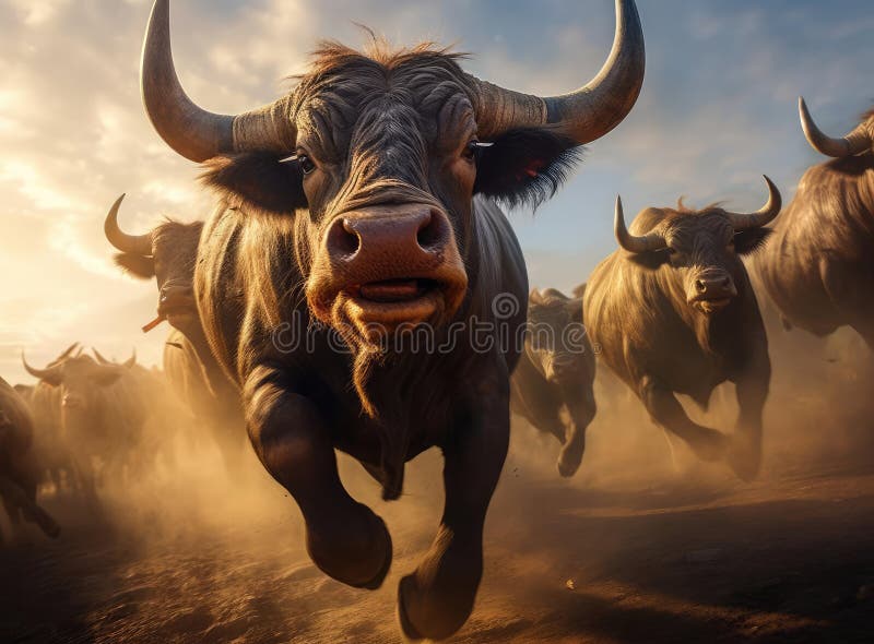 A Group of Bulls Looking at the Camera Stock Photo - Image of horned ...