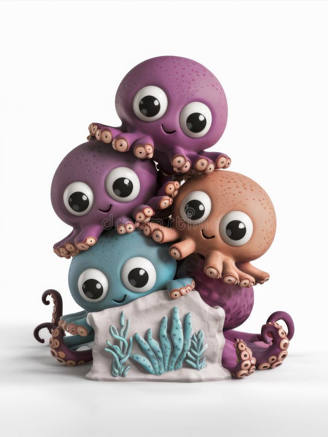 A Group of a Bunch of Octopus Sitting on Top of Each Other, AI Stock ...