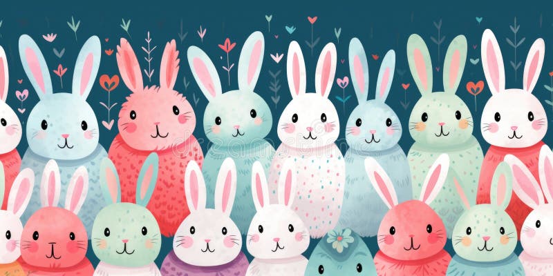 Group Adorable Rabbits Lined Up Row Stock Photos - Free & Royalty-Free ...