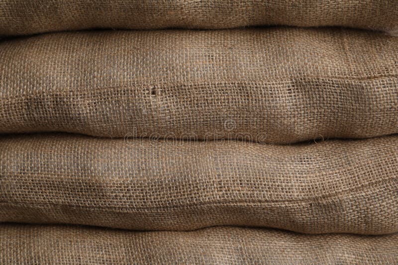 Group of Burlap Sacks As Background, Closeup Stock Image - Image of ...