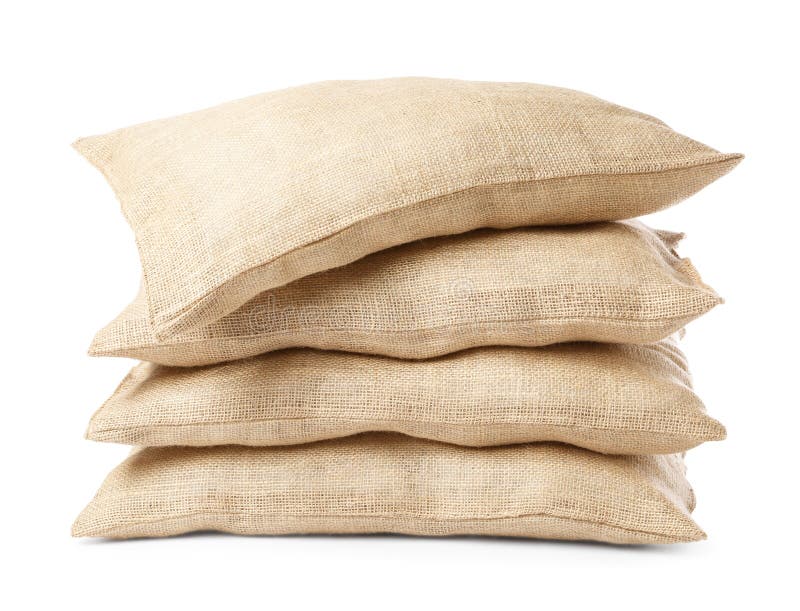 Group of Burlap Sacks Isolated on White Stock Photo - Image of sacks ...