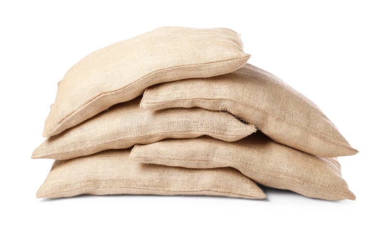 Group of Burlap Sacks Isolated on White Stock Photo - Image of simple ...