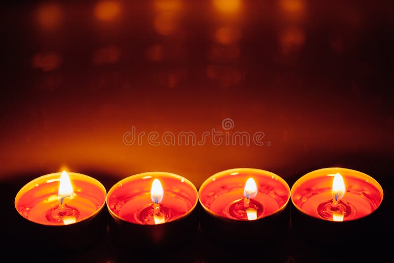 Group of Burning Red Tealight Candles Stock Photo - Image of candles ...