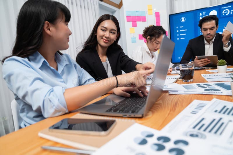 Group of Business Analyst Team Analyzing Financial Data Report ...