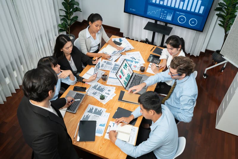 Group of Business Analyst Team Analyzing Financial Data Report ...