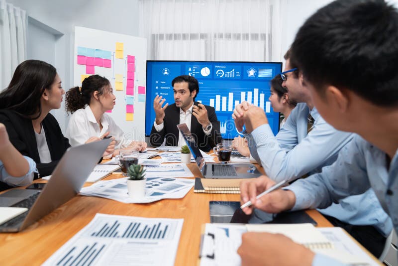 Group of Business Analyst Team Analyzing Financial Data Report ...