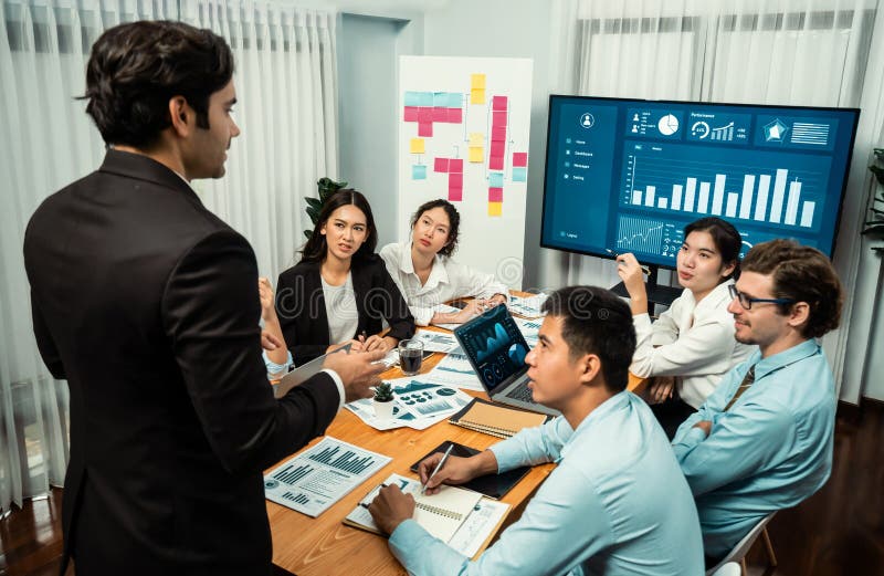 Group of Business Analyst Team Analyzing Financial Data Report ...