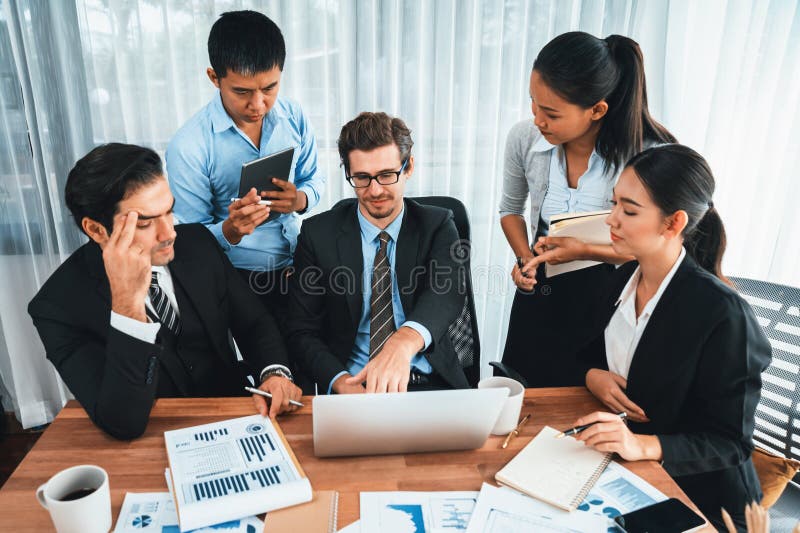 Group of Business Analyst Team Analyzing Financial Data Report ...