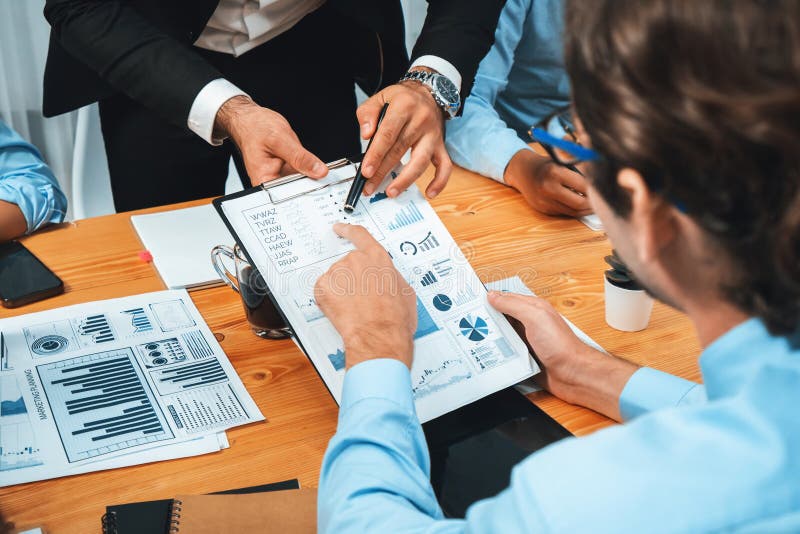 Group of Business Analyst Team Analyzing Financial Data Report ...