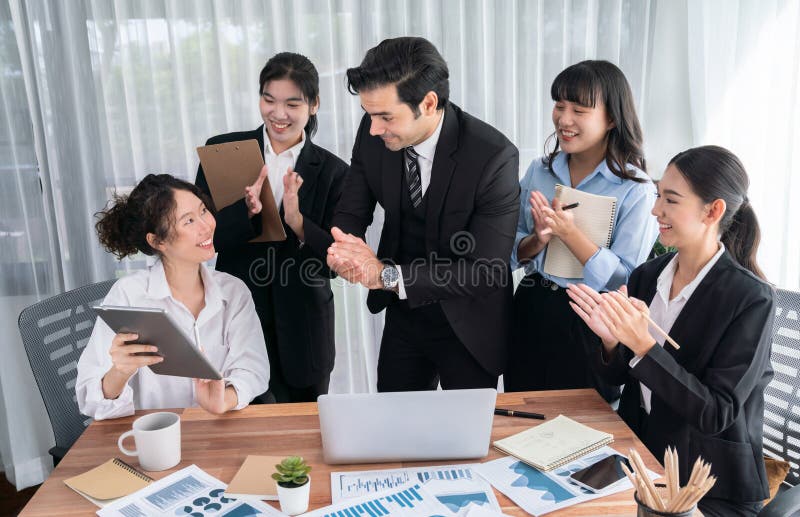 Group of Business Analyst Team Analyzing Financial Data Report ...