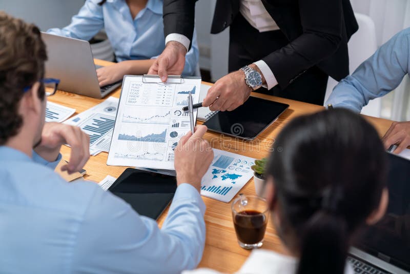 Group of Business Analyst Team Analyzing Financial Data Report ...