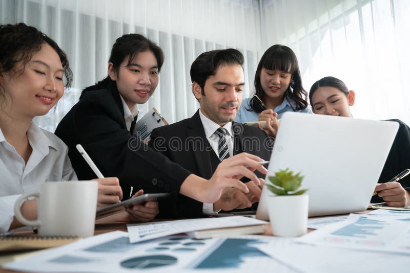 Group of Business Analyst Team Analyzing Financial Data Report ...