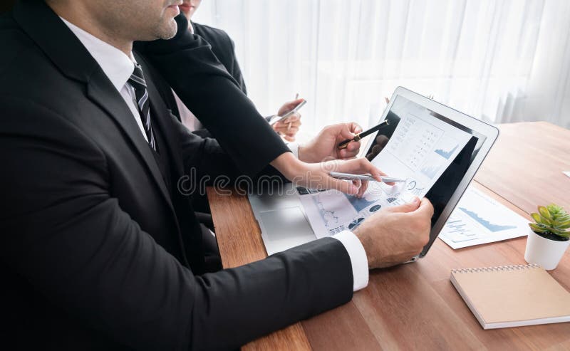 Group of Business Analyst Team Analyzing Financial Data Report ...