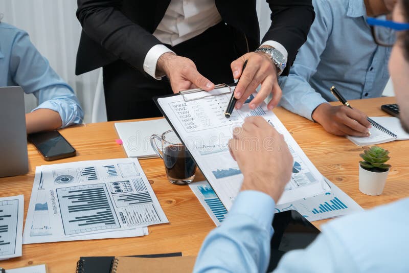 Group of Business Analyst Team Analyzing Financial Data Report ...