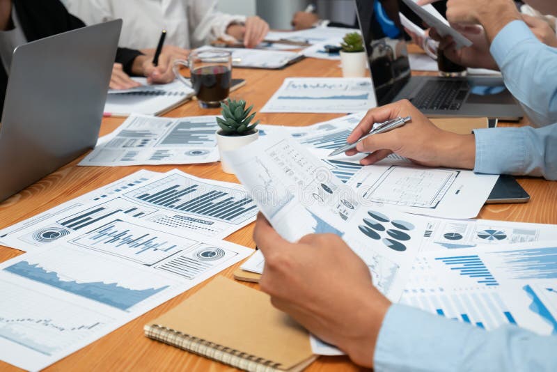 Group of Business Analyst Team Analyzing Financial Data Report ...