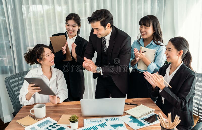 Group of Business Analyst Team Analyzing Financial Data Report ...