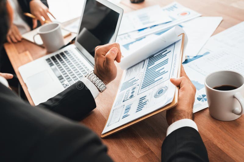 Group of Business Analyst Team Analyzing Financial Data Report ...