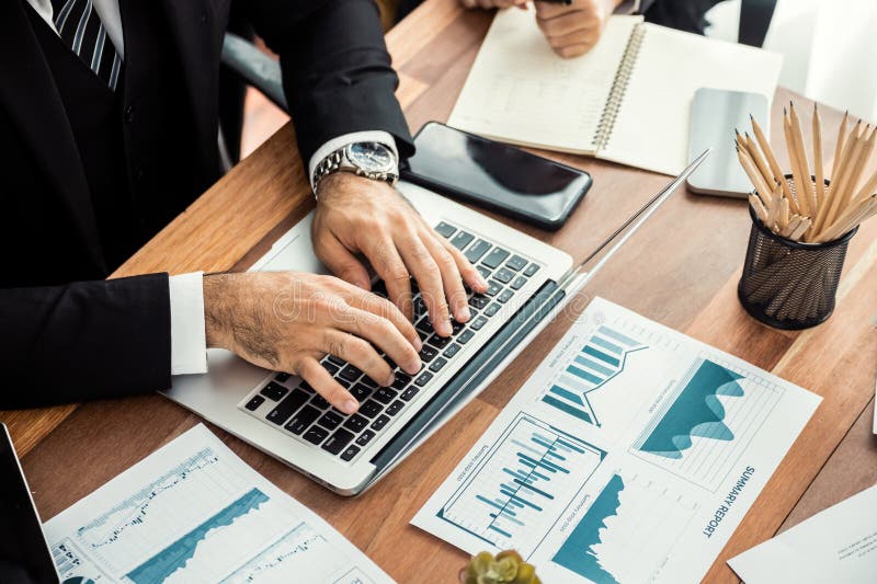 Group of Business Analyst Team Analyzing Financial Data Report ...