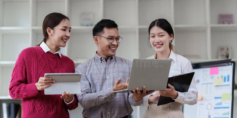 Group of Business Consultant Working Management Big Data and Analyze ...