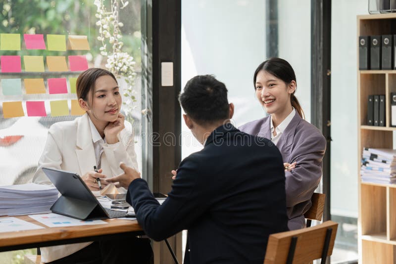 Group of Business Consultant Working Management Big Data and Analyze ...