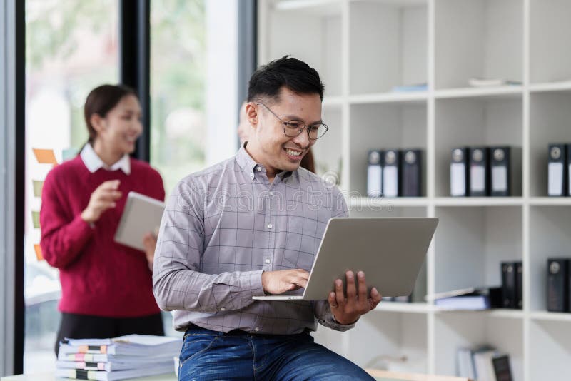 Group of Business Consultant Working Management Big Data and Analyze ...