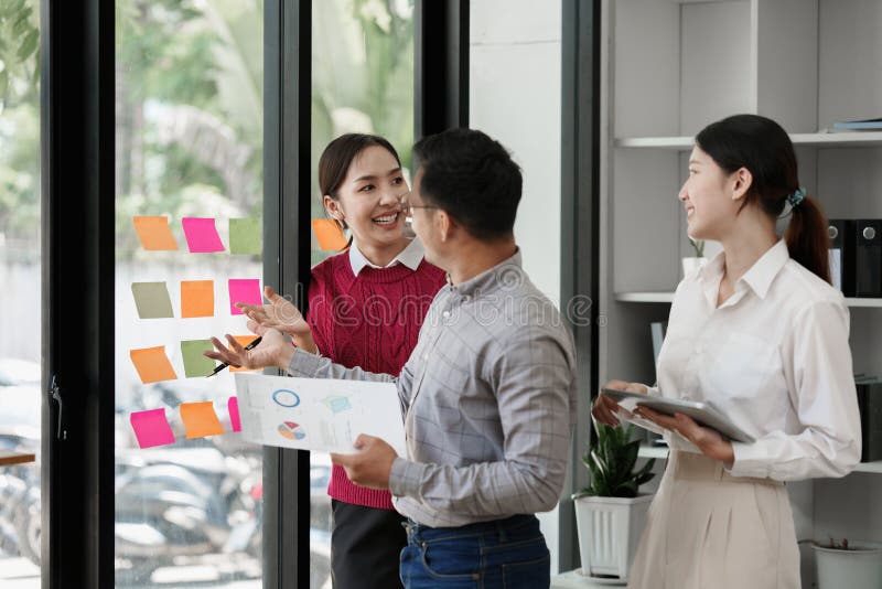 Group of Business Consultant Working Management Big Data and Analyze ...