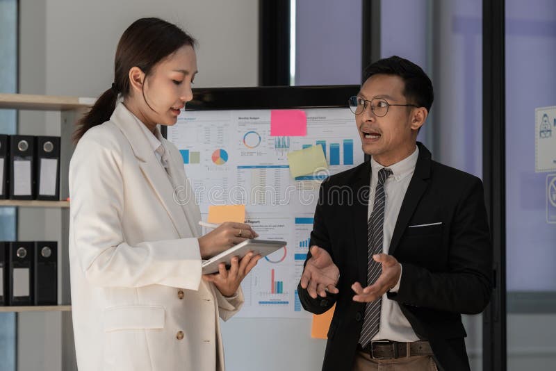 Group of Business Consultant Working Management Big Data and Analyze ...