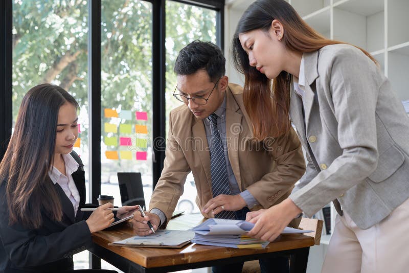 Group of Business Consultant Working Management Big Data and Analyze ...