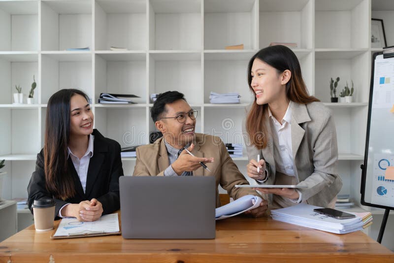 Group of Business Consultant Working Management Big Data and Analyze ...