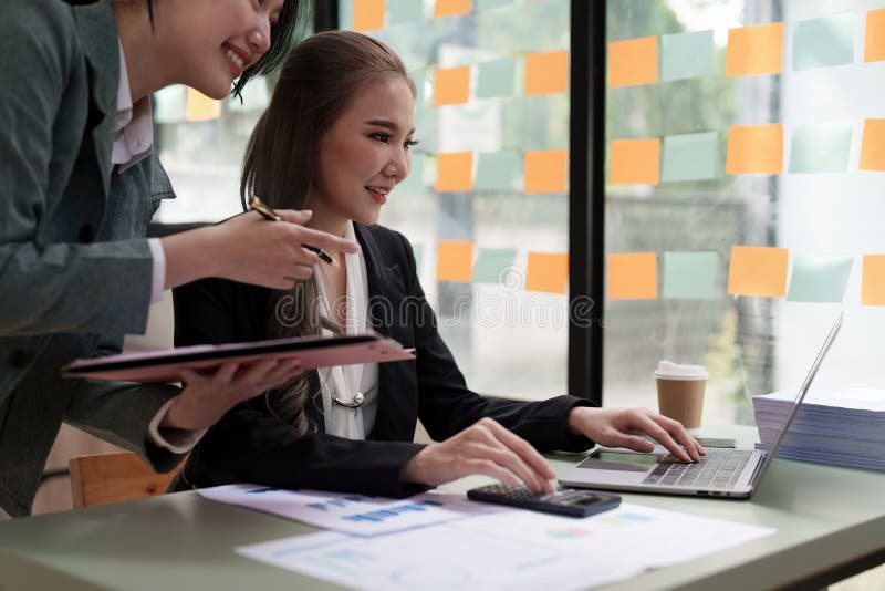 Group of Business Consultant Working Management Big Data and Analyze ...