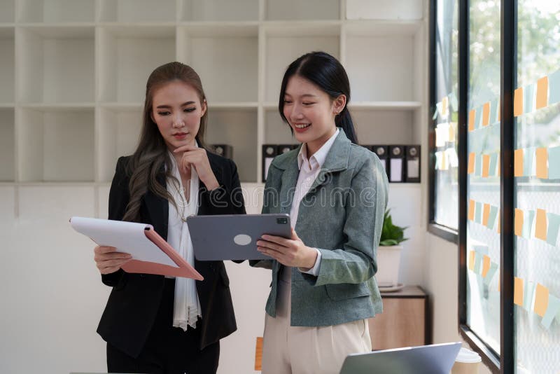 Group of Business Consultant Working Management Big Data and Analyze ...