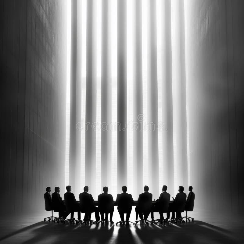 Executives Met at a Sleek Conference Table in a Minimalist Room with ...