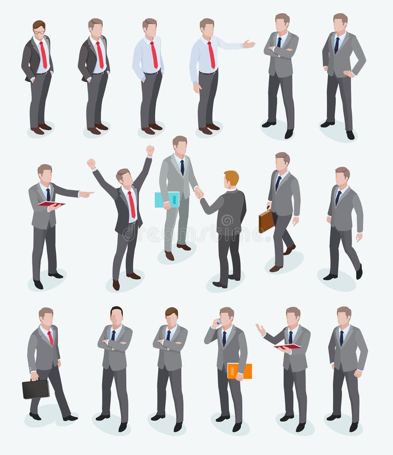 Group of Business Man Isometric Design. Stock Vector - Illustration of ...