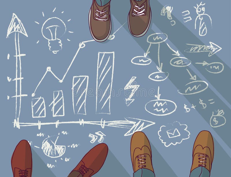 Group Business Man Presentation Drawing Doodles. Stock Vector ...