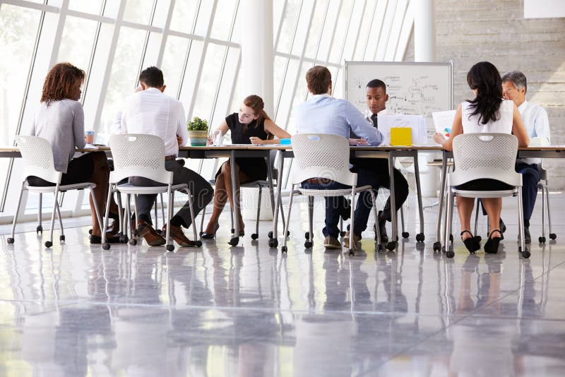 Group Business Meeting Around Table in Modern Office Stock Image ...