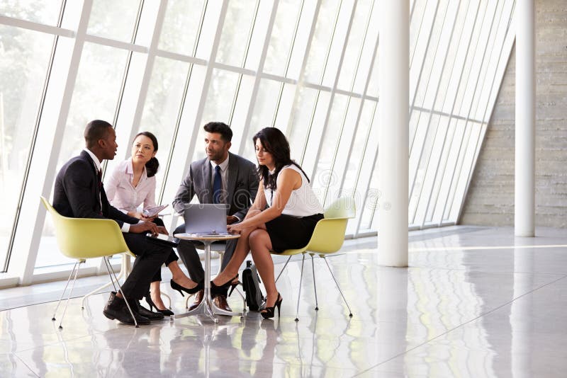 Group Business Meeting in Reception of Modern Office Stock Photo ...