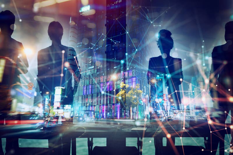 Group of Business Partner Looking for the Future with Network Digital ...