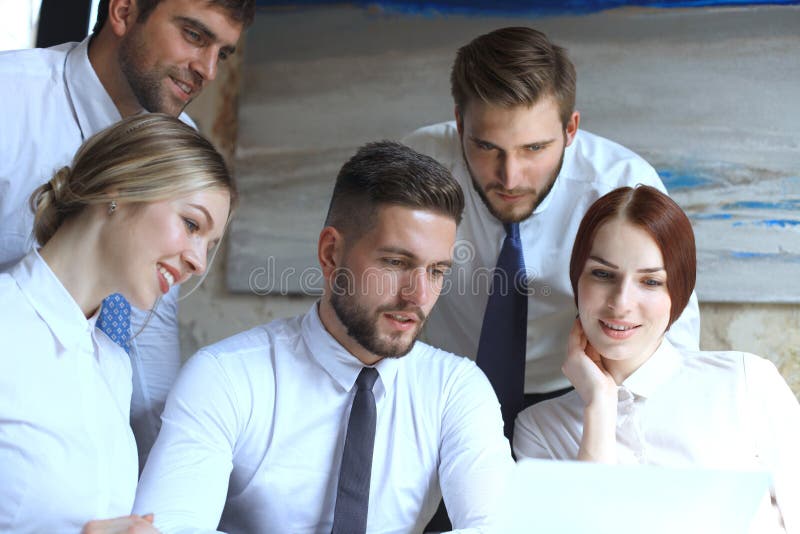 Group of Business Partners Discussing Ideas and Planning Work in Office ...