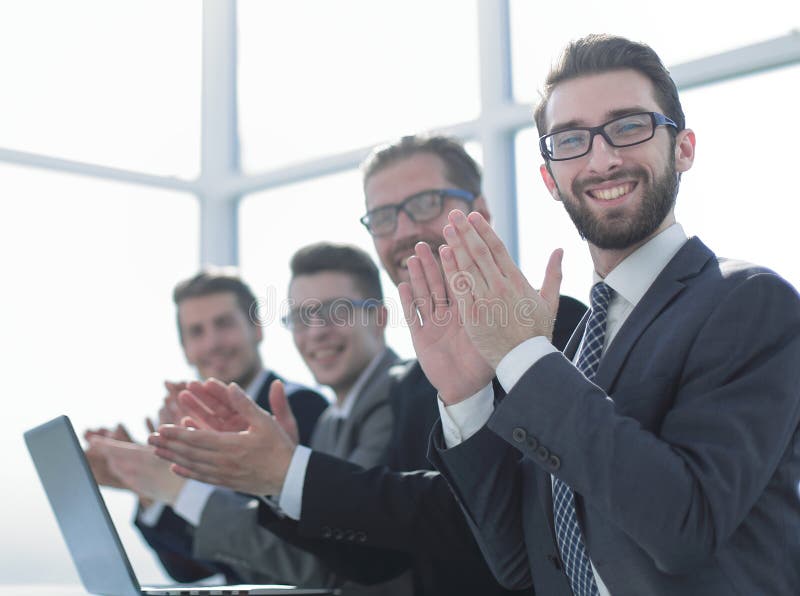 Group of Business People Applauding Sitting at His Desk Stock Image ... Group of Business People Applauding Sitting at His Desk Stock Image ...