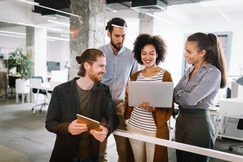 Group of Business People Collaborating on Project in Office Stock Image ...