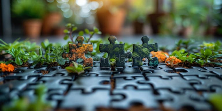 Group of Business People Assembling Jigsaw Puzzle and Represent Team ...