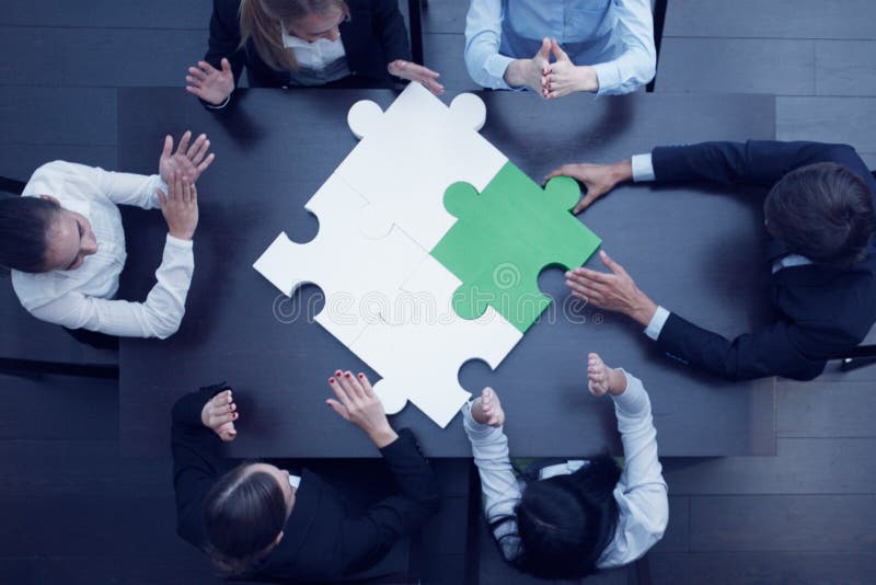 Business People Assembling Puzzle Stock Photo - Image of join, view ...