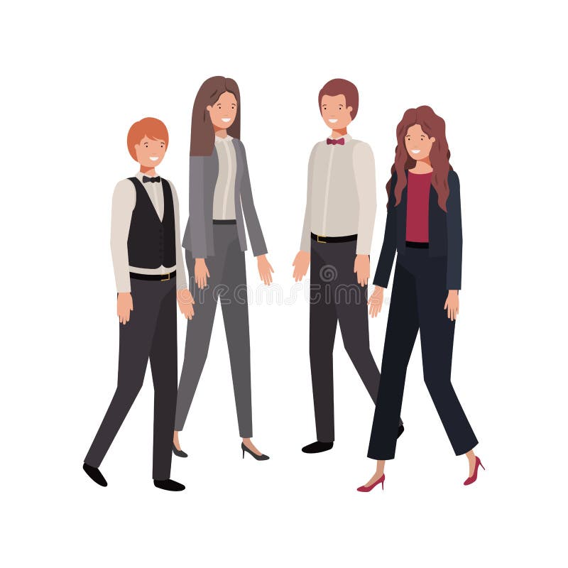 Group Business People Avatar Character Stock Vector - Illustration of ...