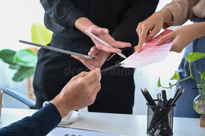 Group of Business People Brainstorming Work Process and Discussing ...