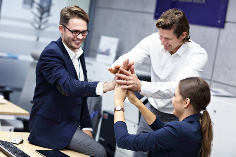 Group of Business People Celebrating Success in Office Stock Image ...