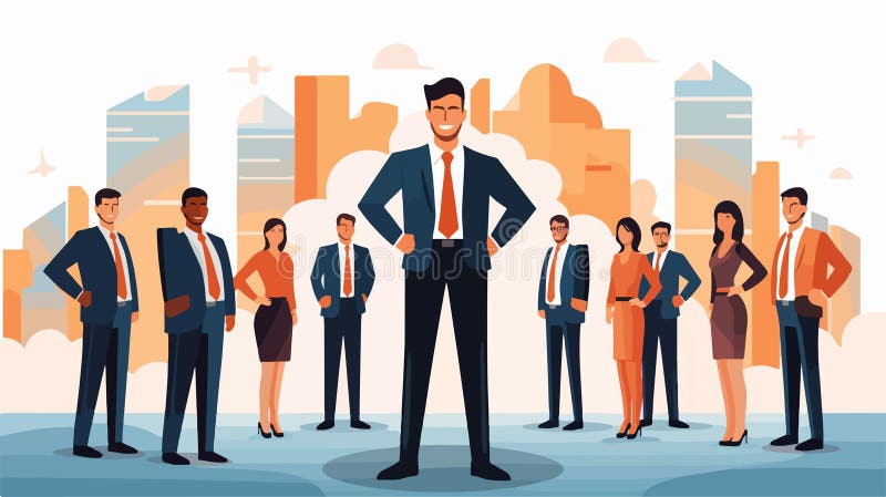 Group of Business People Characters with Leader Stock Illustration ...